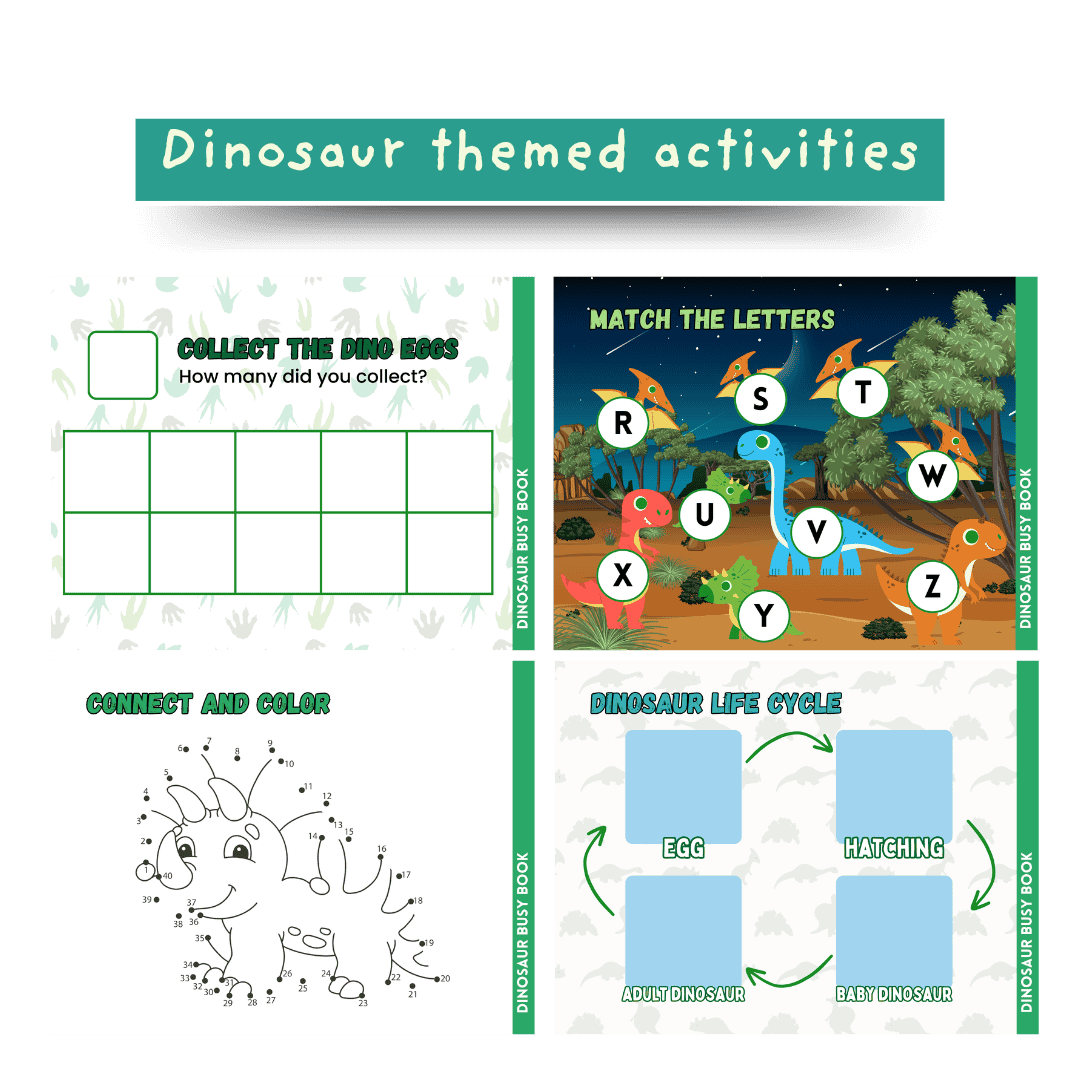 Dinosaur Busy Book in Green - Digital Bakerie Shop