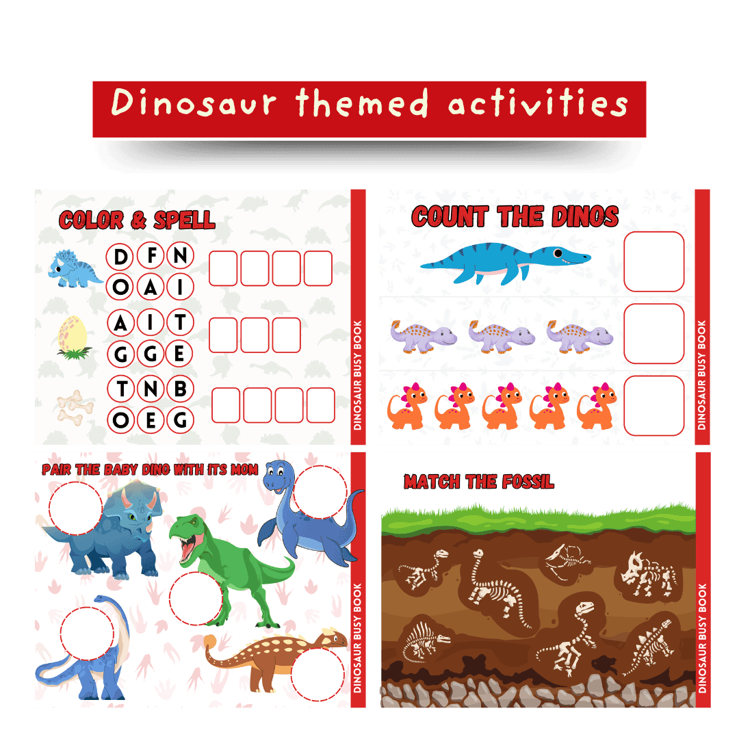 Dinosaur Busy Book in Red - Digital Bakerie Shop