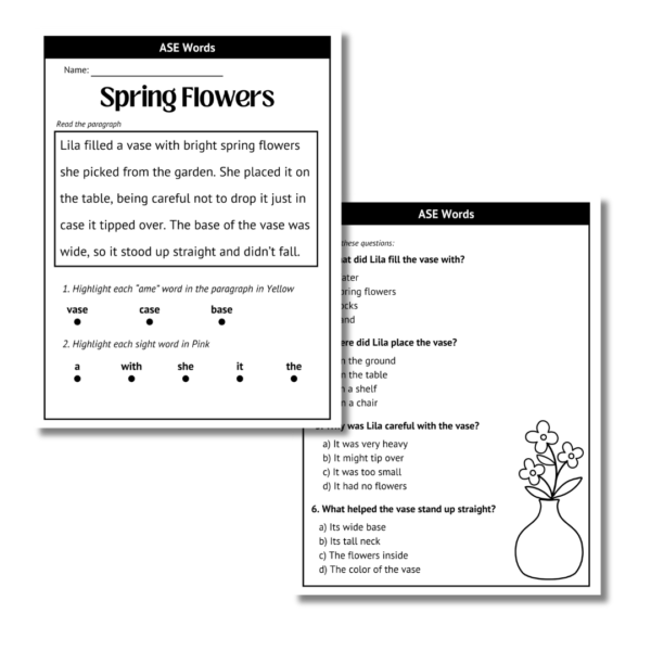 Spring Reading Comprehension Workbook - Digital Bakerie Shop