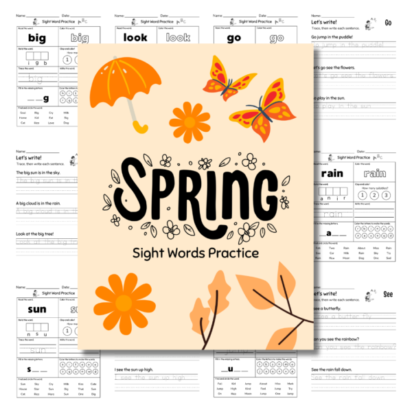 Spring Sight Words Worksheets - Digital Bakerie Shop