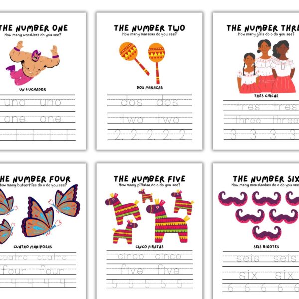 Spanish Numbers 1 to 10 Tracing Pages - Digital Bakerie Shop