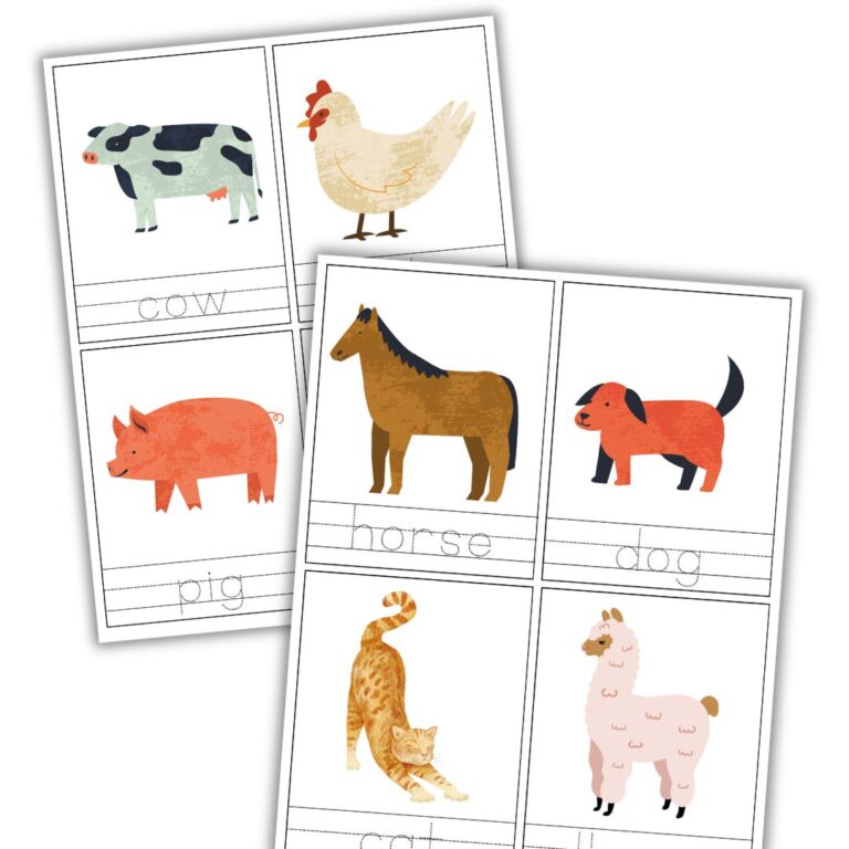 Farm Animal Tracing Flashcards - Digital Bakerie Shop