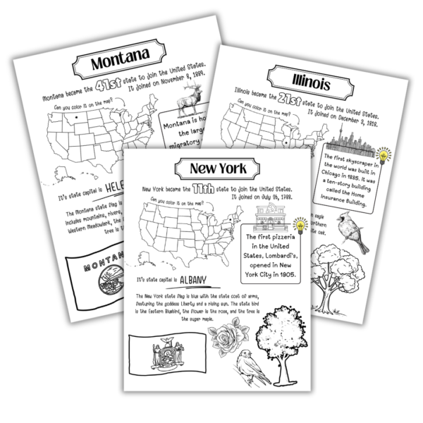 US State Symbol Worksheets - Digital Bakerie Shop